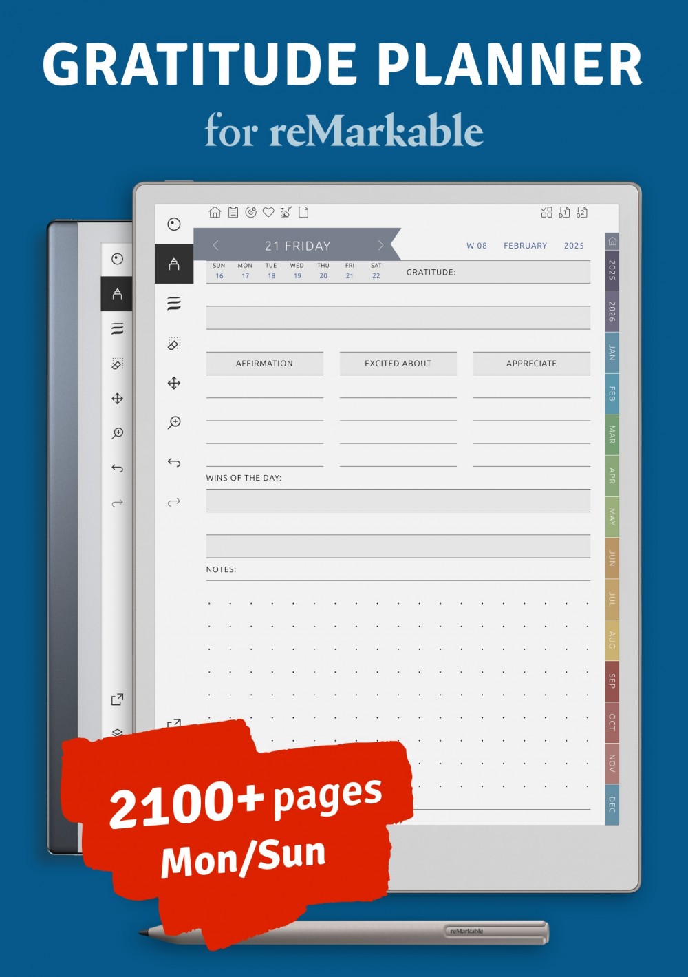 Download Gratitude Planner PDF for reMarkable