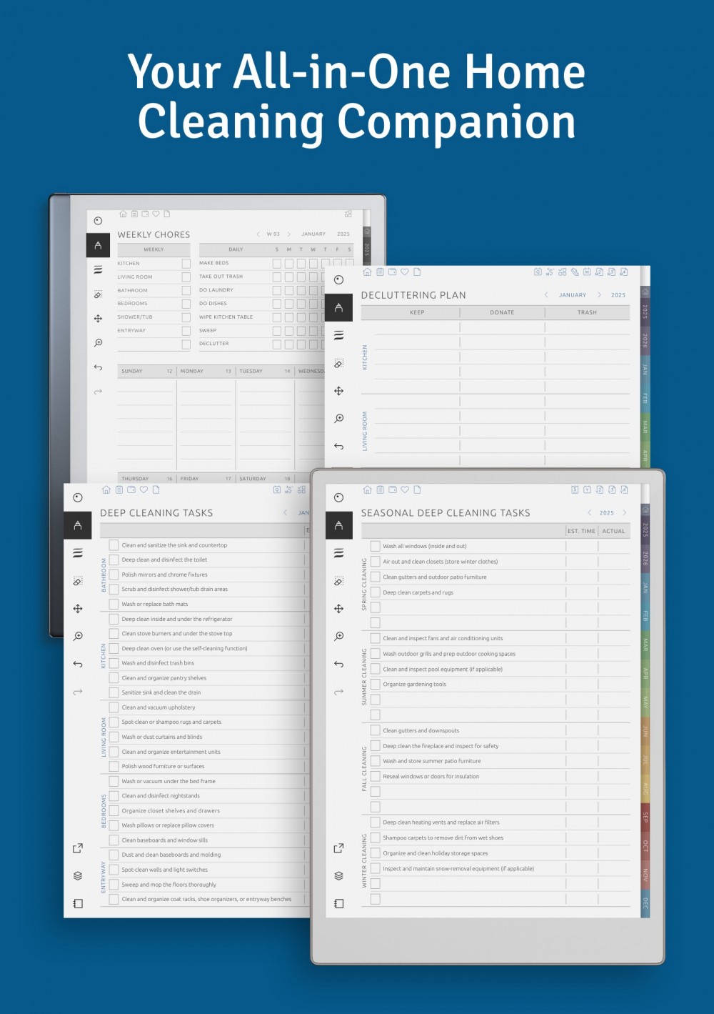 Download Household & Cleaning Planner Hyperlinked PDF for reMarkable 2 ...