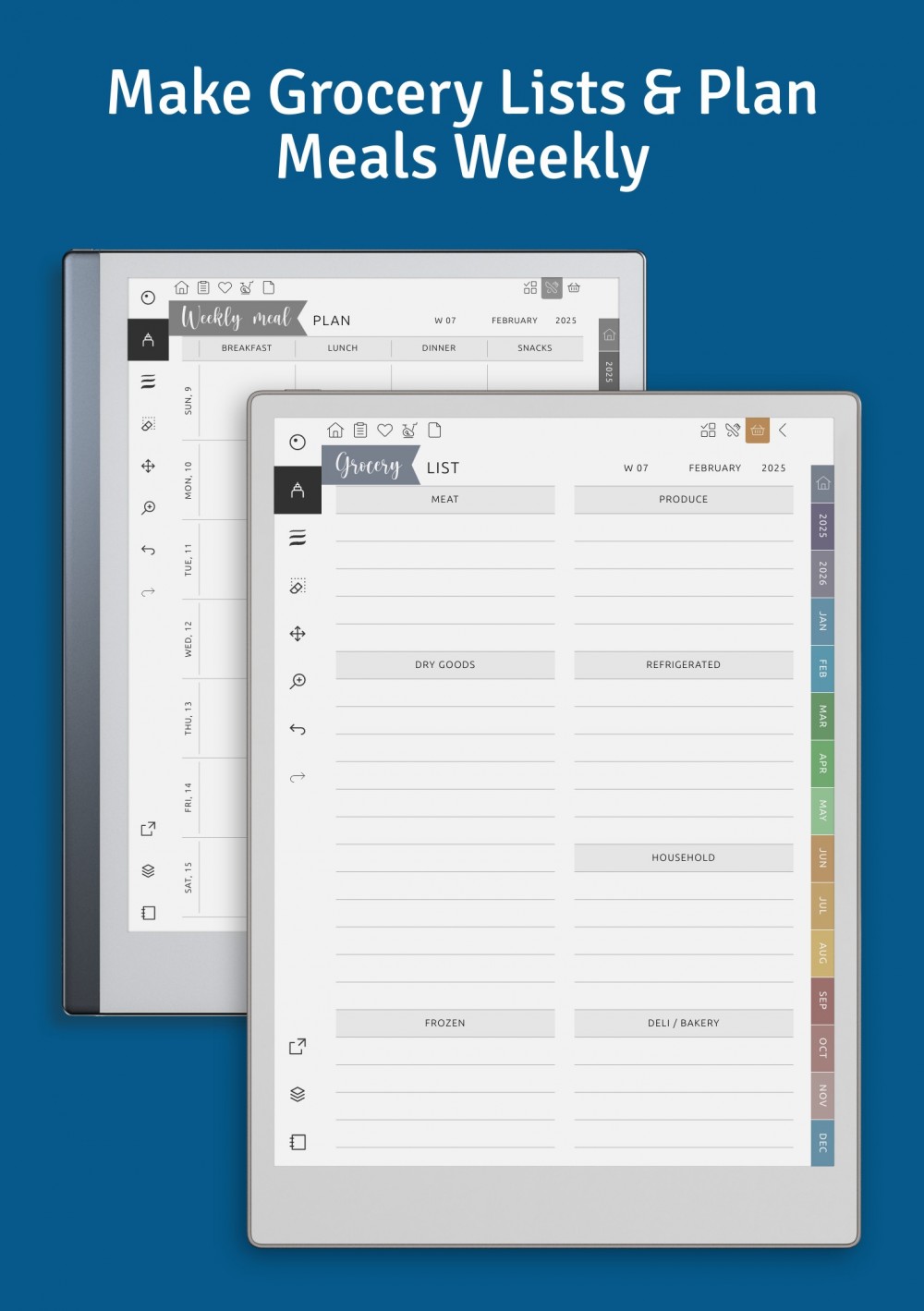 Meal Planner for reMarkable 2 / Paper Pro - Download PDF