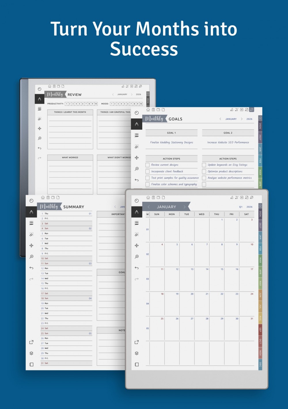 Monthly Calendar 2025 - 2030 for reMarkable