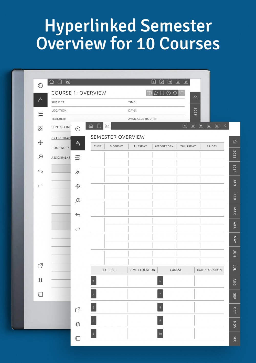 Download reMarkable Student Planner Hyperlinked PDF