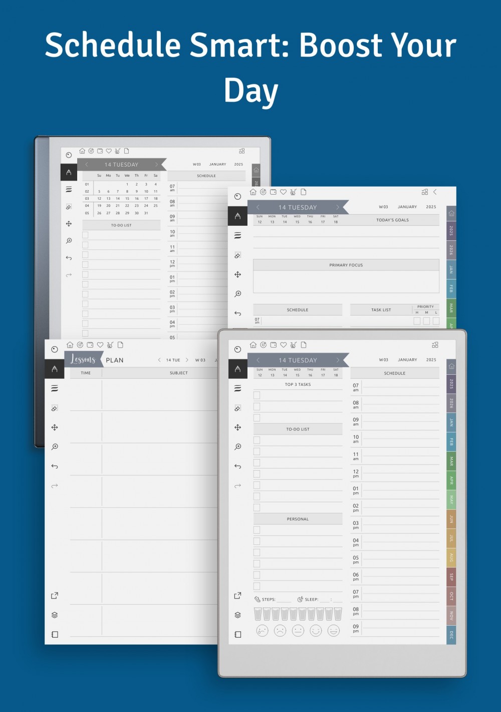 Student Planner for reMarkable - Download Customizable Hyperlinked PDF
