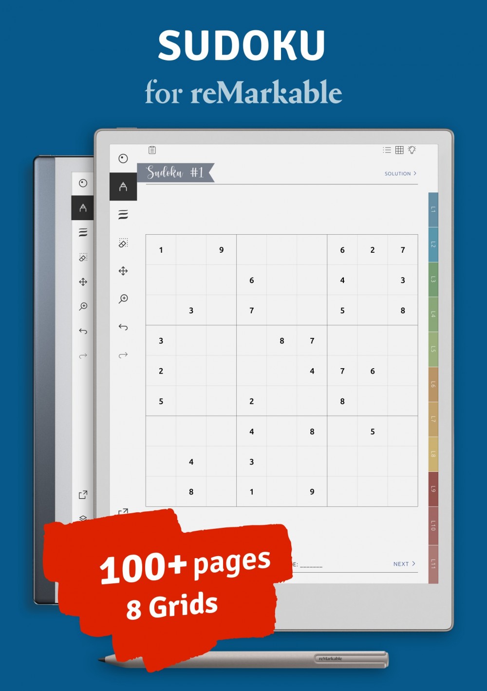 Sudoku Puzzles for reMarkable - Download Hyperlinked PDF