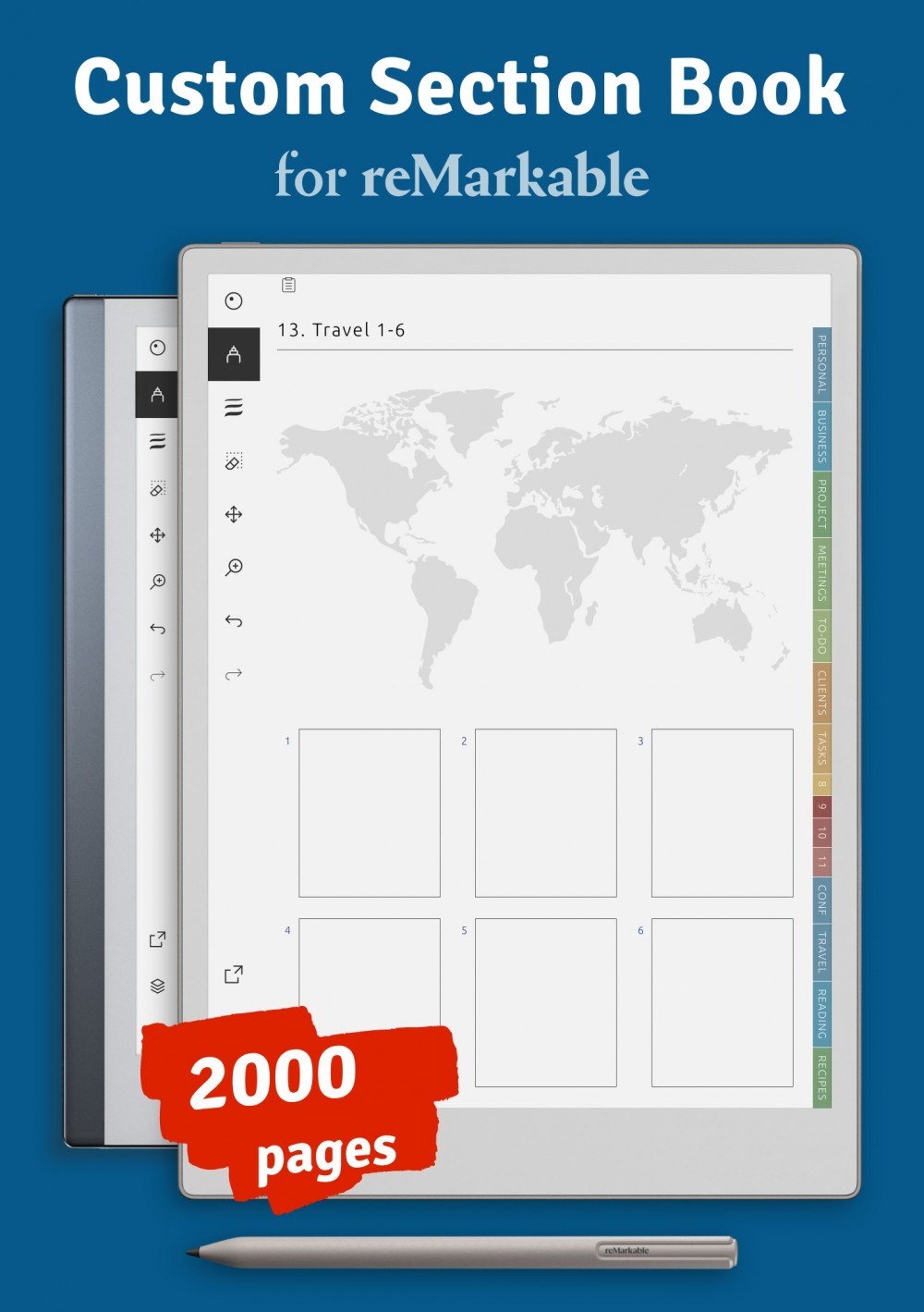 Ultimate Custom Section Book for reMarkable - Customizable Hyperlinked PDF
