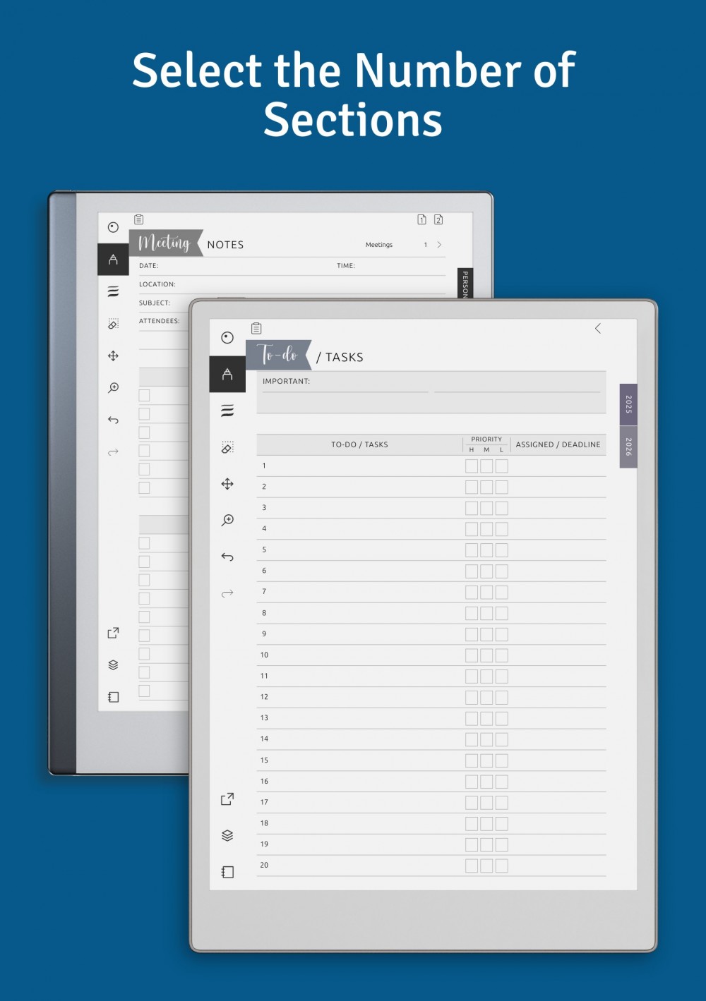 Ultimate Custom Section Book for reMarkable - Customizable Hyperlinked PDF