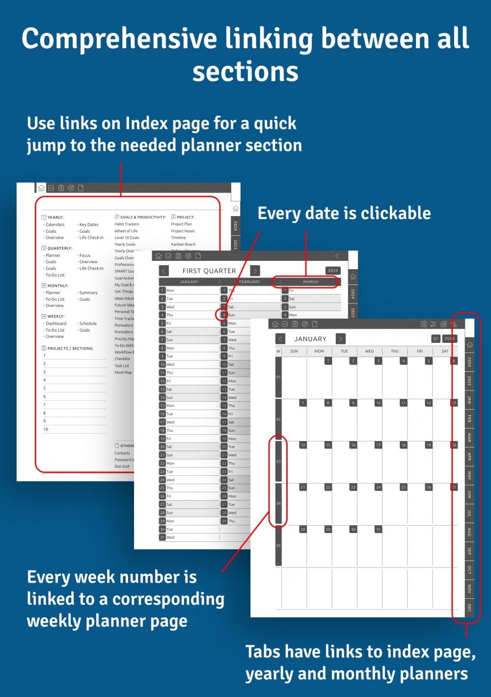 Weekly Schedule Planner for reMarkable - Get Customizable Hyperlinked PDF