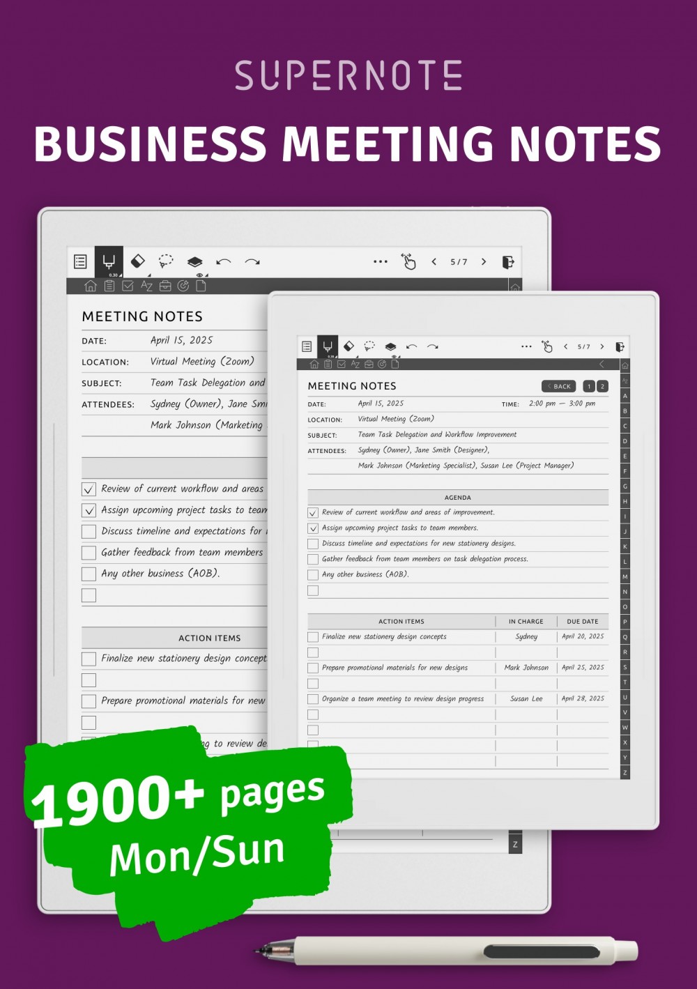 Download Business Meeting Notes PDF for Supernote A5 X & A6 X