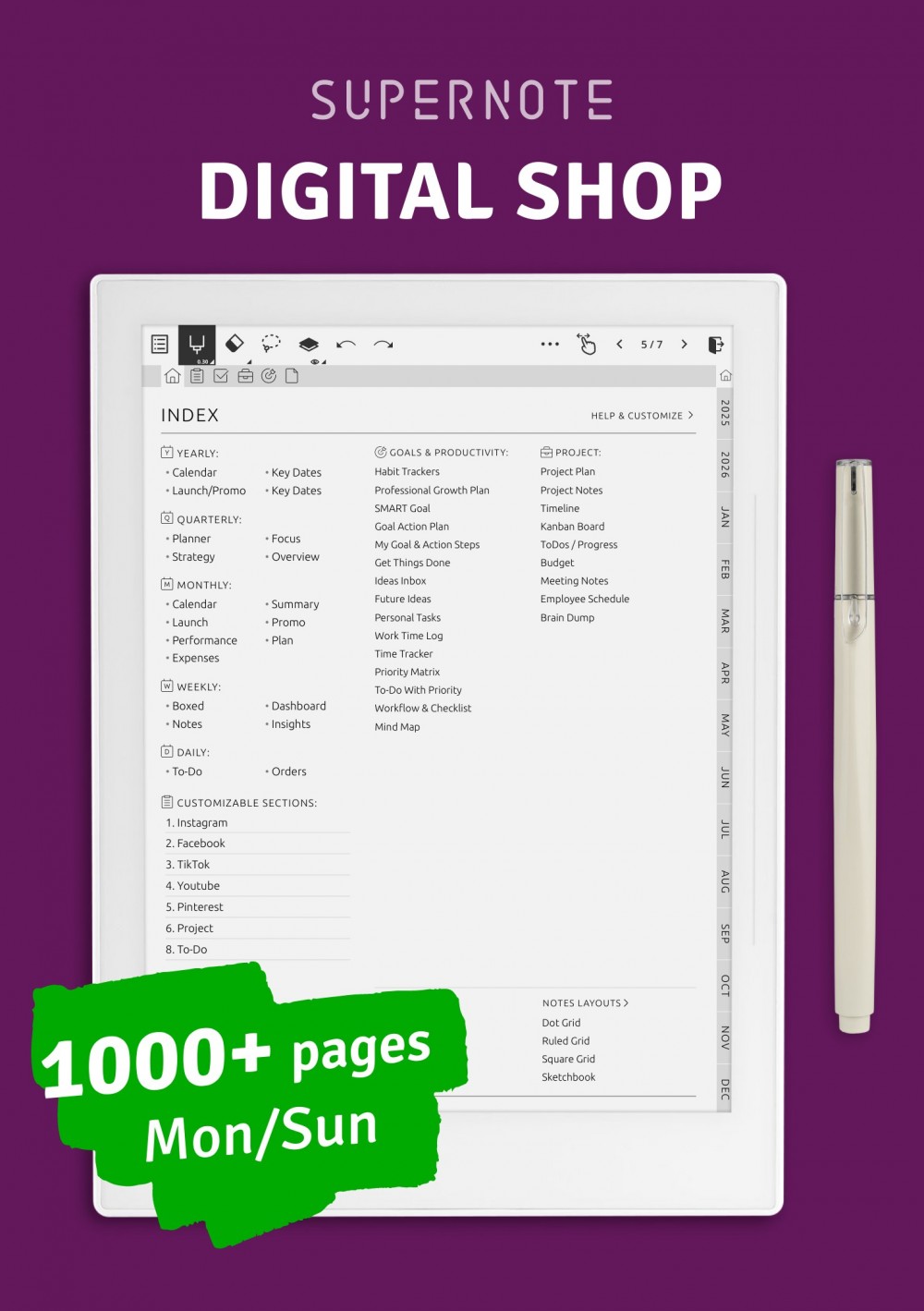 Download Supernote Digital Shop Planner – Etsy Seller Organizer