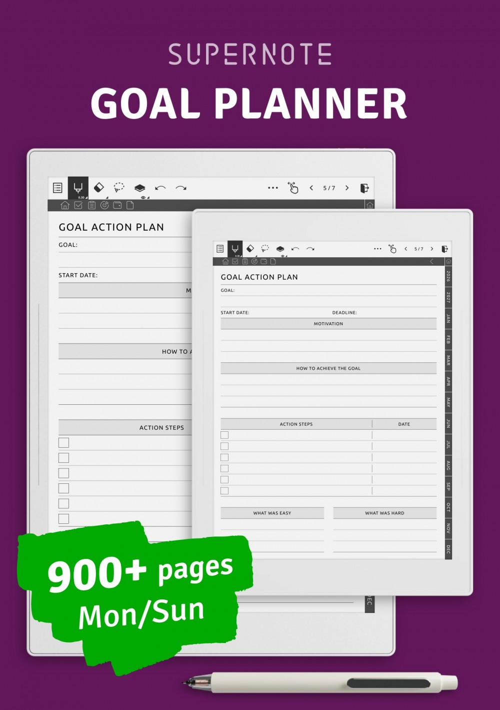 Download Supernote Goal Planner – Digital Goal Tracker with SMART Templates
