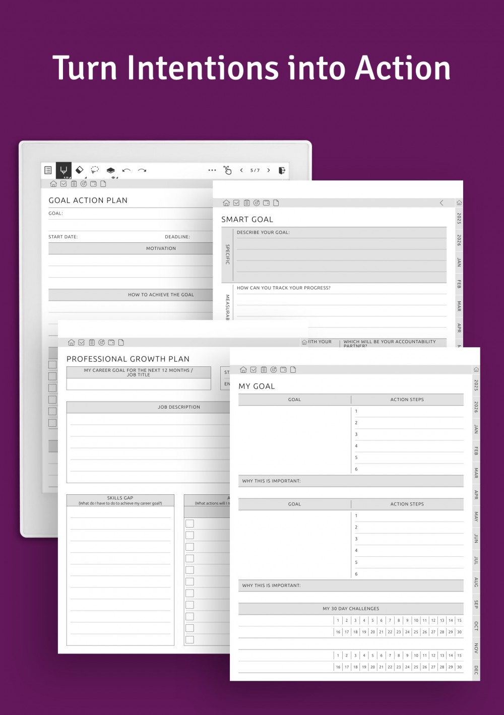 Download Supernote Goal Planner – Digital Goal Tracker with SMART Templates