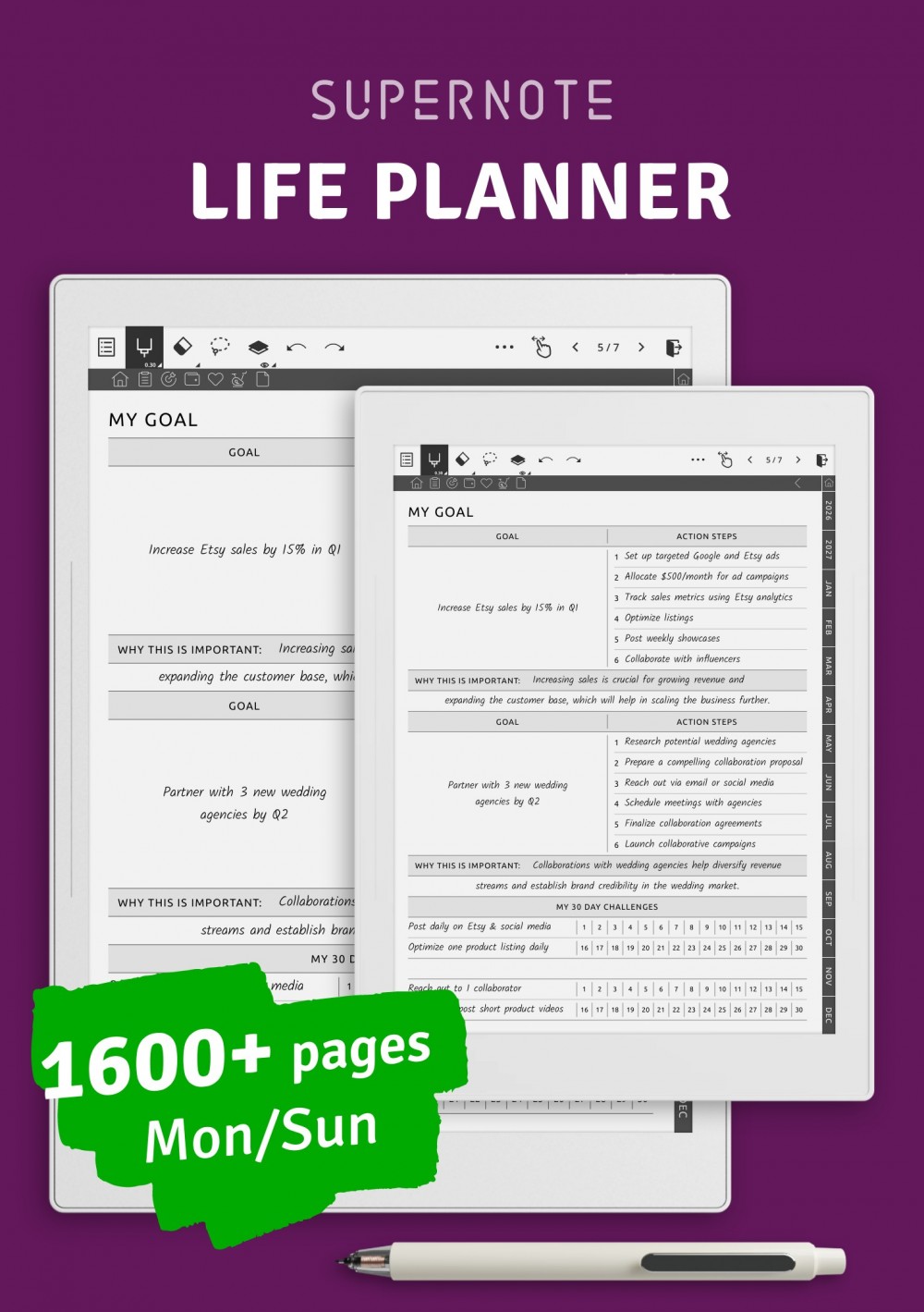 Download Life Planner PDF for reMarkable