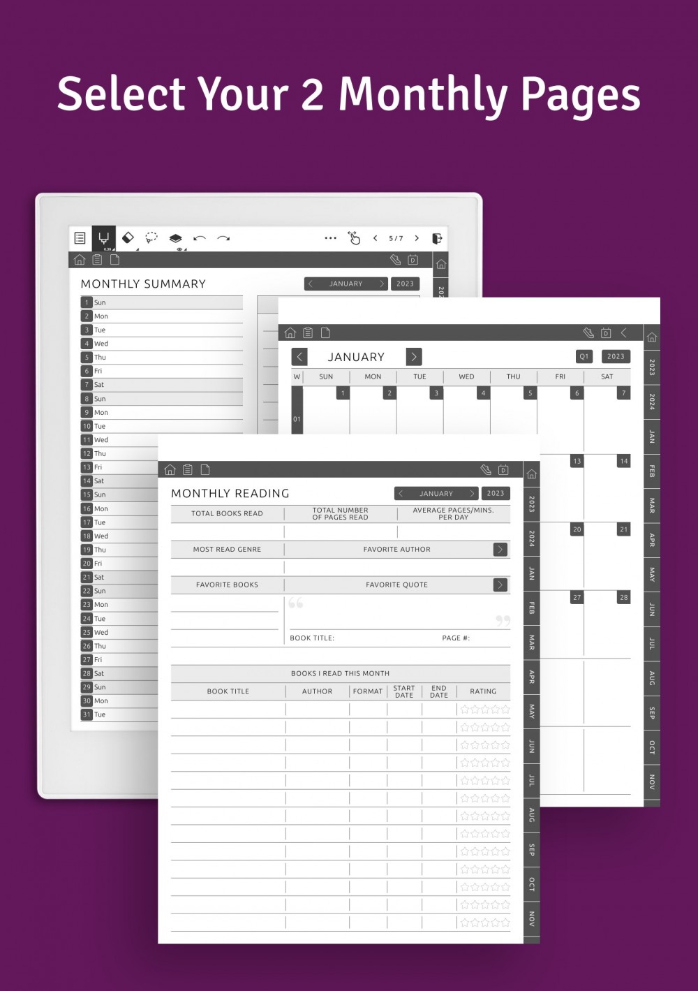 Download Reading Journal Hyperlinked PDF for Supernote A5 X A6 X