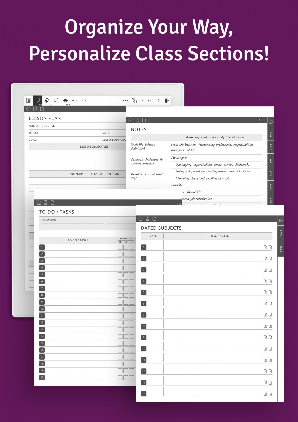 Download Printable Supernote Teacher Planner PDF