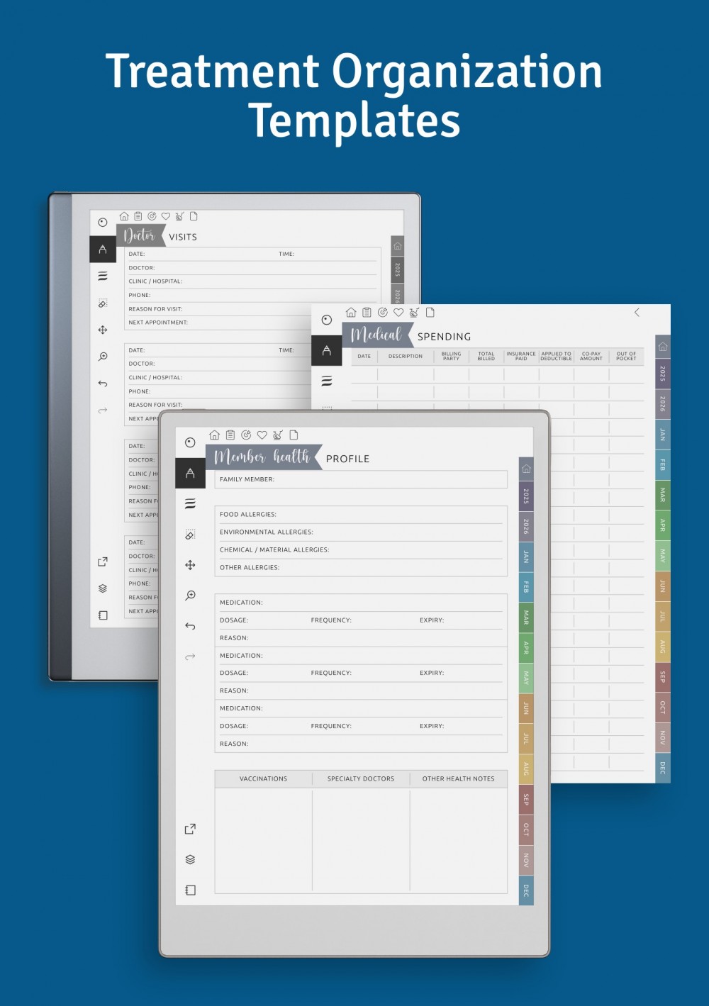 Health & Fitness Planner for reMarkable - Download Hyperlinked PDF
