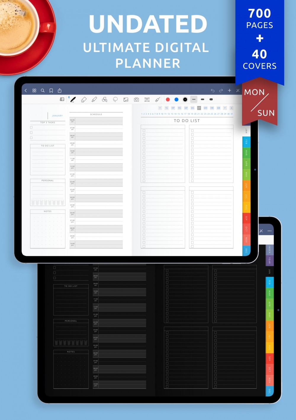 Download Ultimate Undated Digital Planner for iPad, Android Tablets