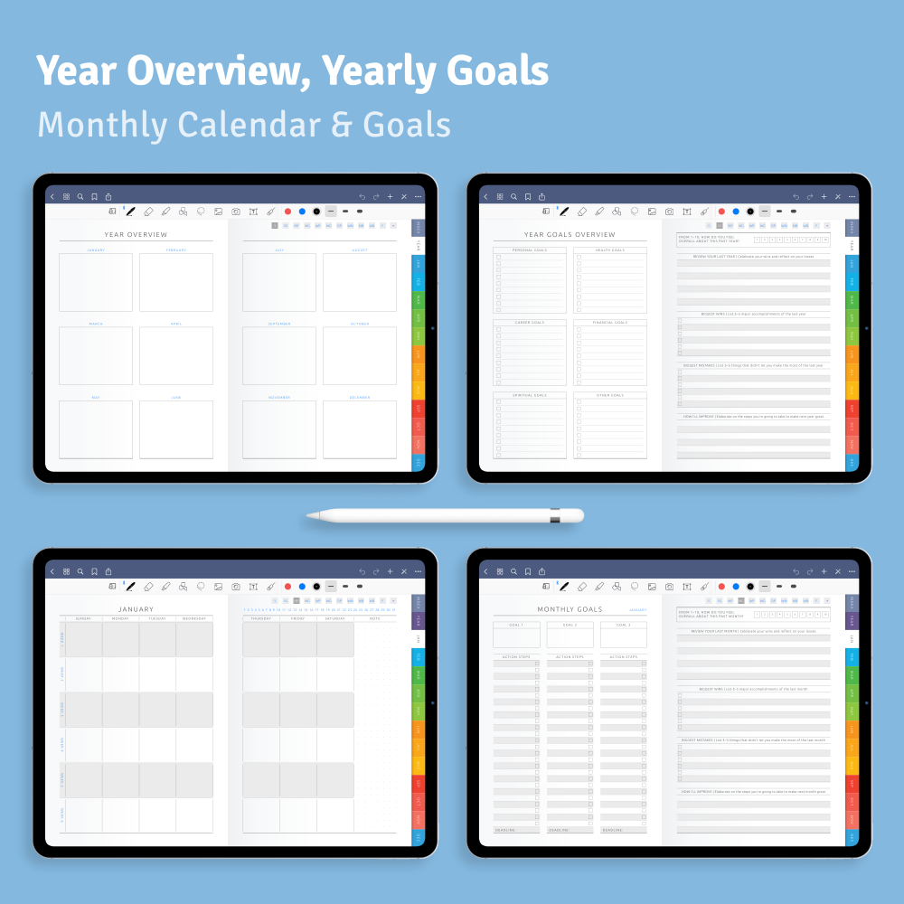 Download Ultimate Undated Digital Planner for iPad, Android Tablets