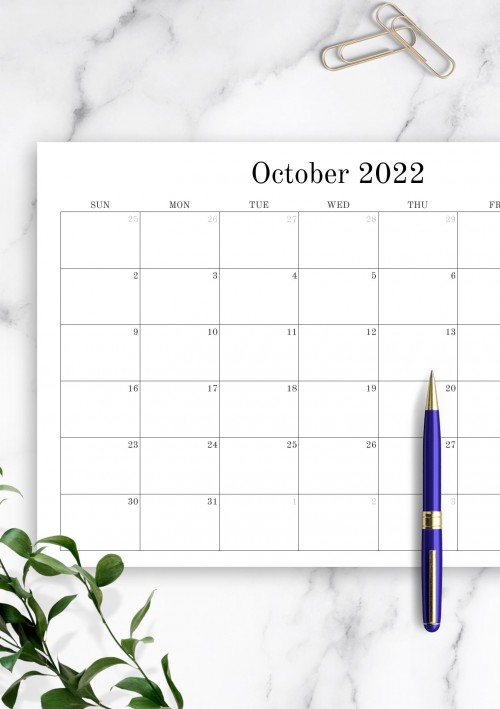 October 2022 Calendar Templates - Download PDF