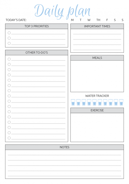 Daily planner templates printable