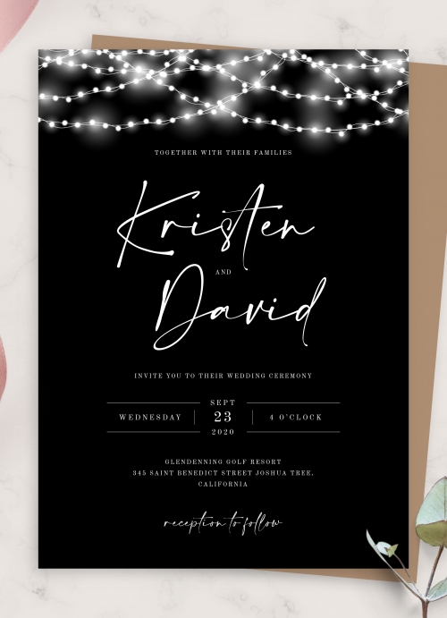 Download Printable Black And White Wedding Invitation PDF