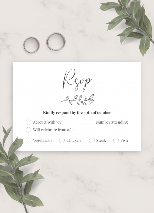 Wedding RSVP Cards Digital Or Printed