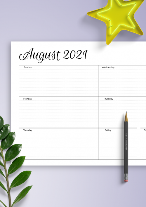Download Printable Horizontal Weekly Schedule Template PDF