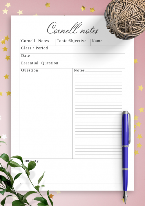 Download Printable Cornell Method Note Taking Template PDF Download Printable Cornell Method Note Taking Template PDF