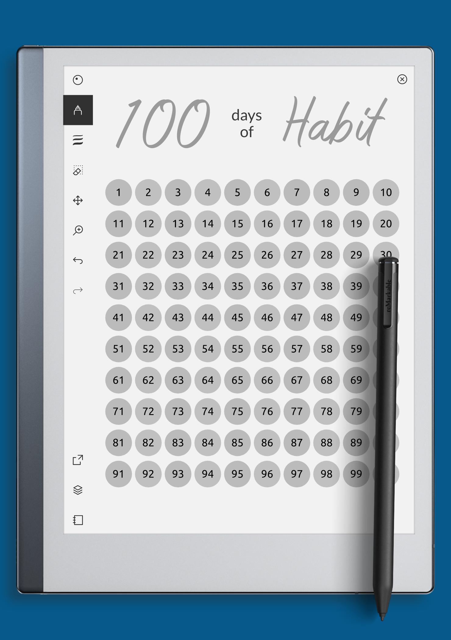Download Printable 100 Days Habit Tracker Template PDF