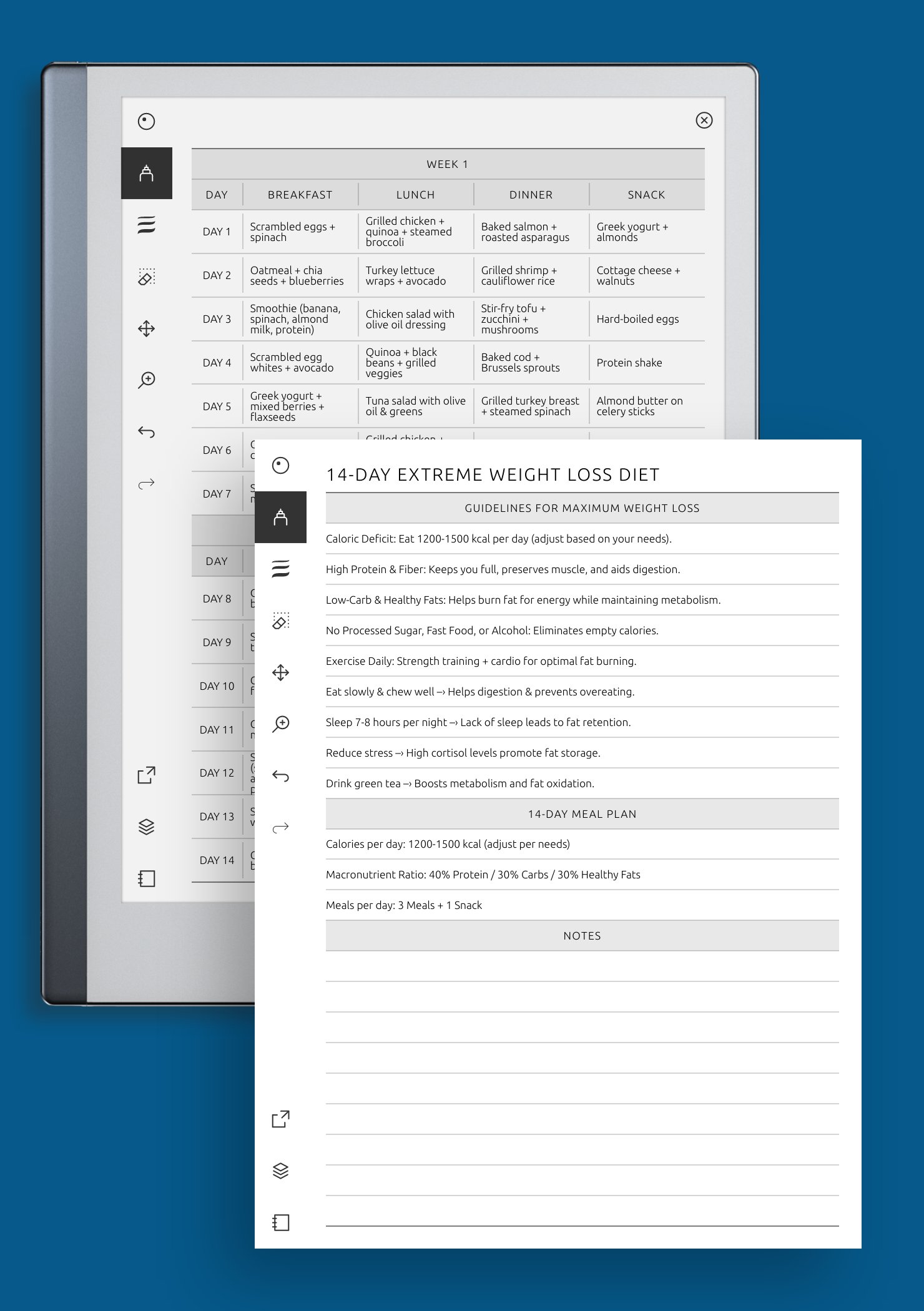 Download Printable 2-Week Weight Loss Diet PDF