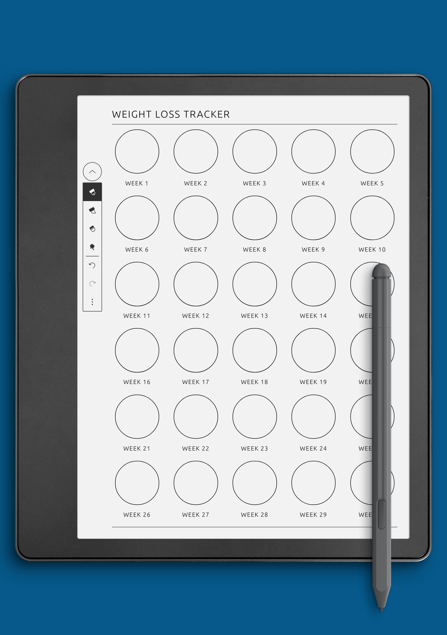 30-Week Weight Loss Tracker – Long-Term Goals, Clear Results