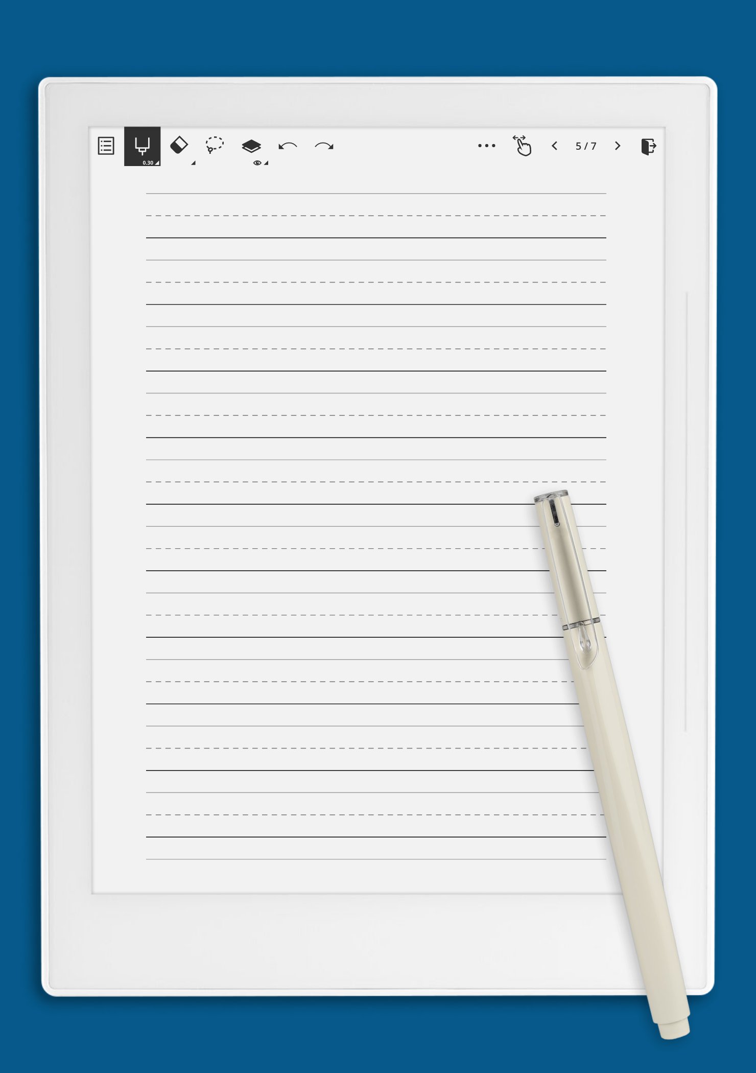 Download Printable 3/4 inch Rule Handwriting Paper PDF