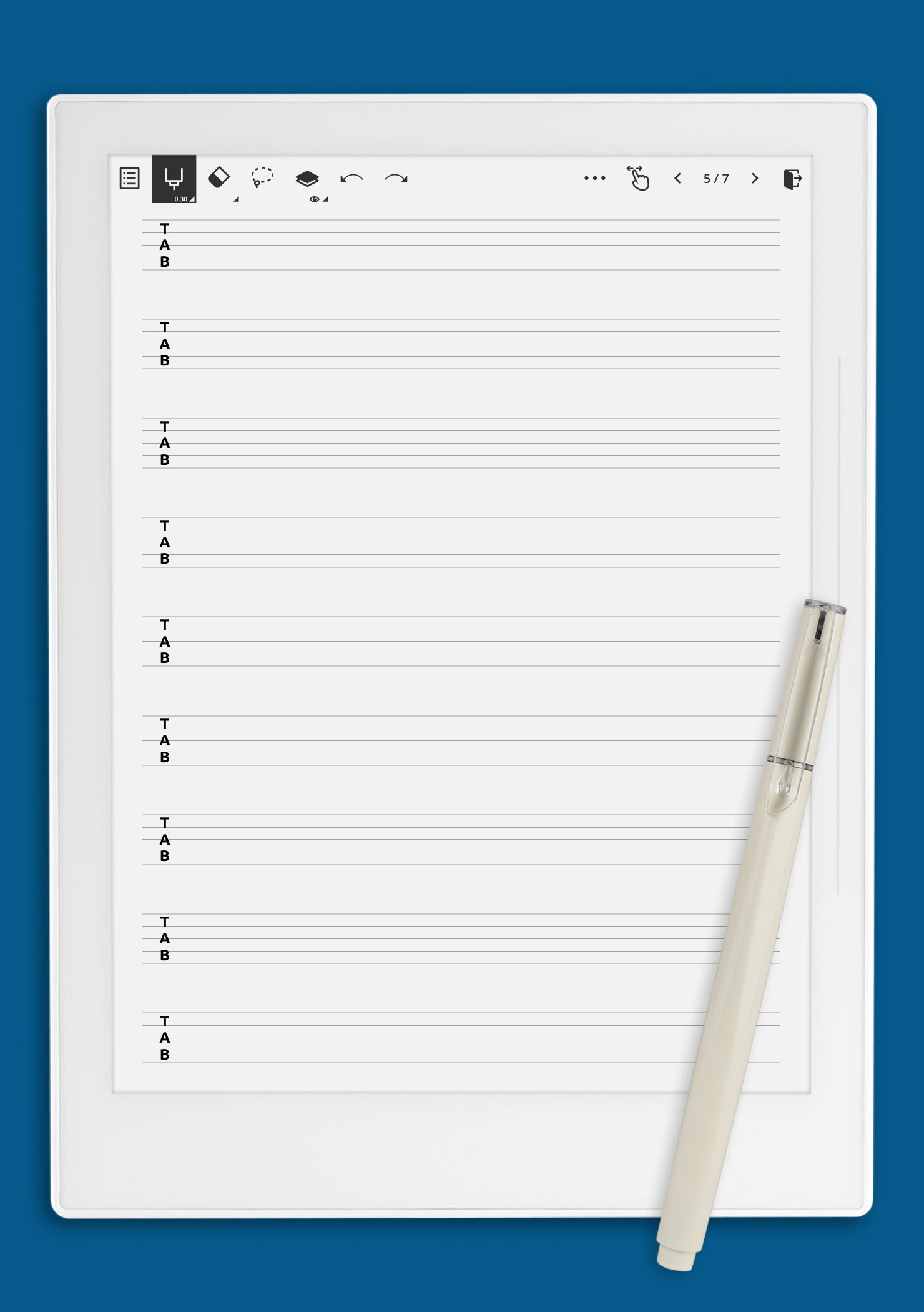 Download 5-String TAB Paper – Printable Tablature Sheet PDF