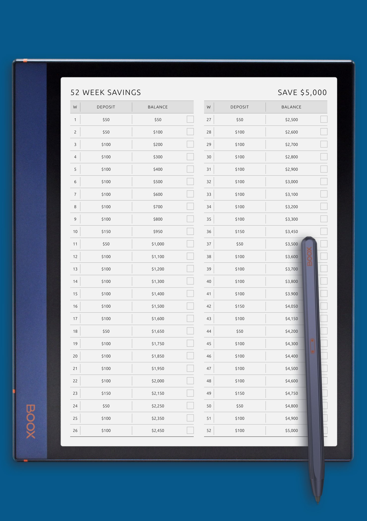 Download 52 Week Savings Template: Printable or Digital PDF for ...