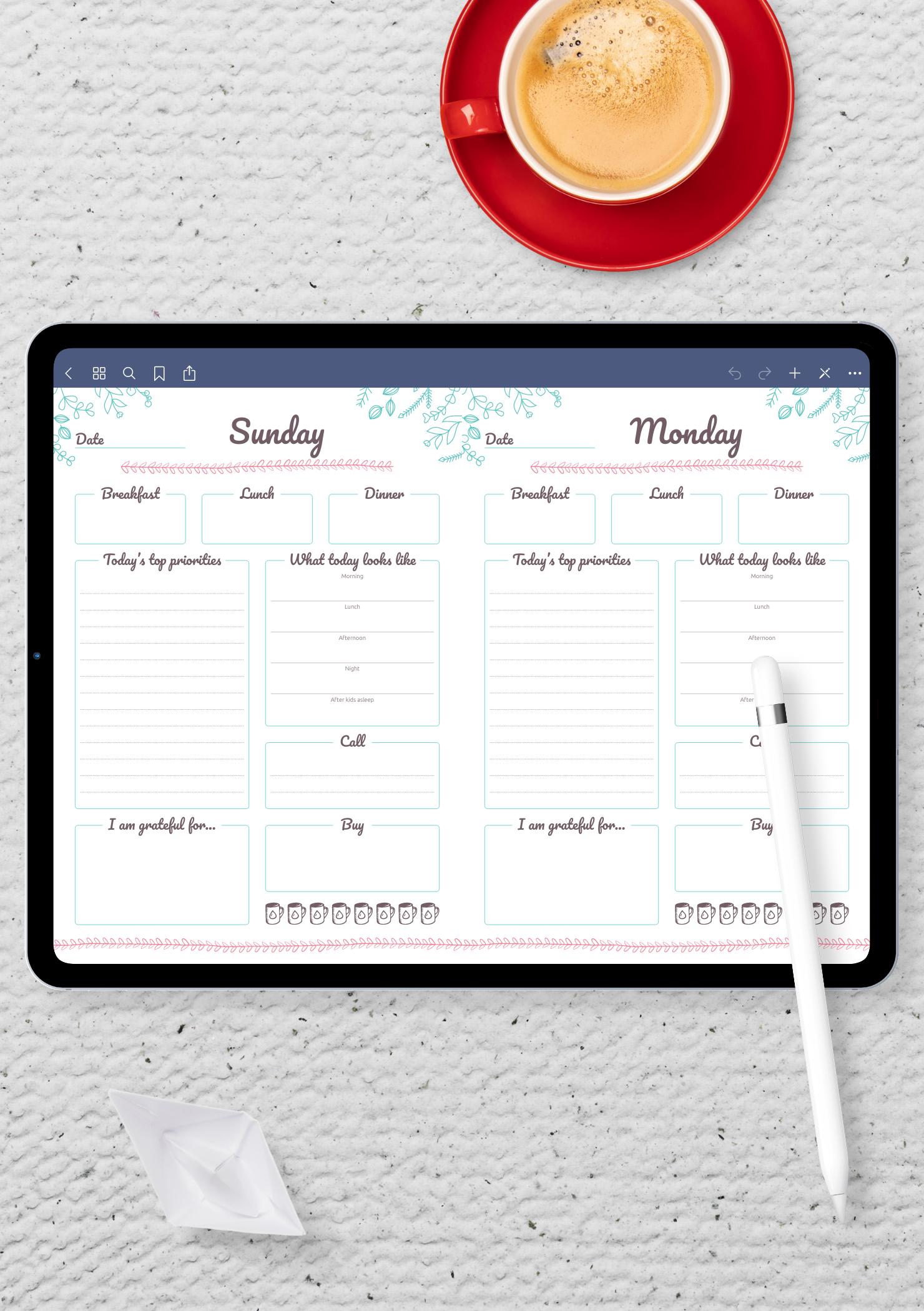 Download Printable 7 Days Weekly Planner PDF