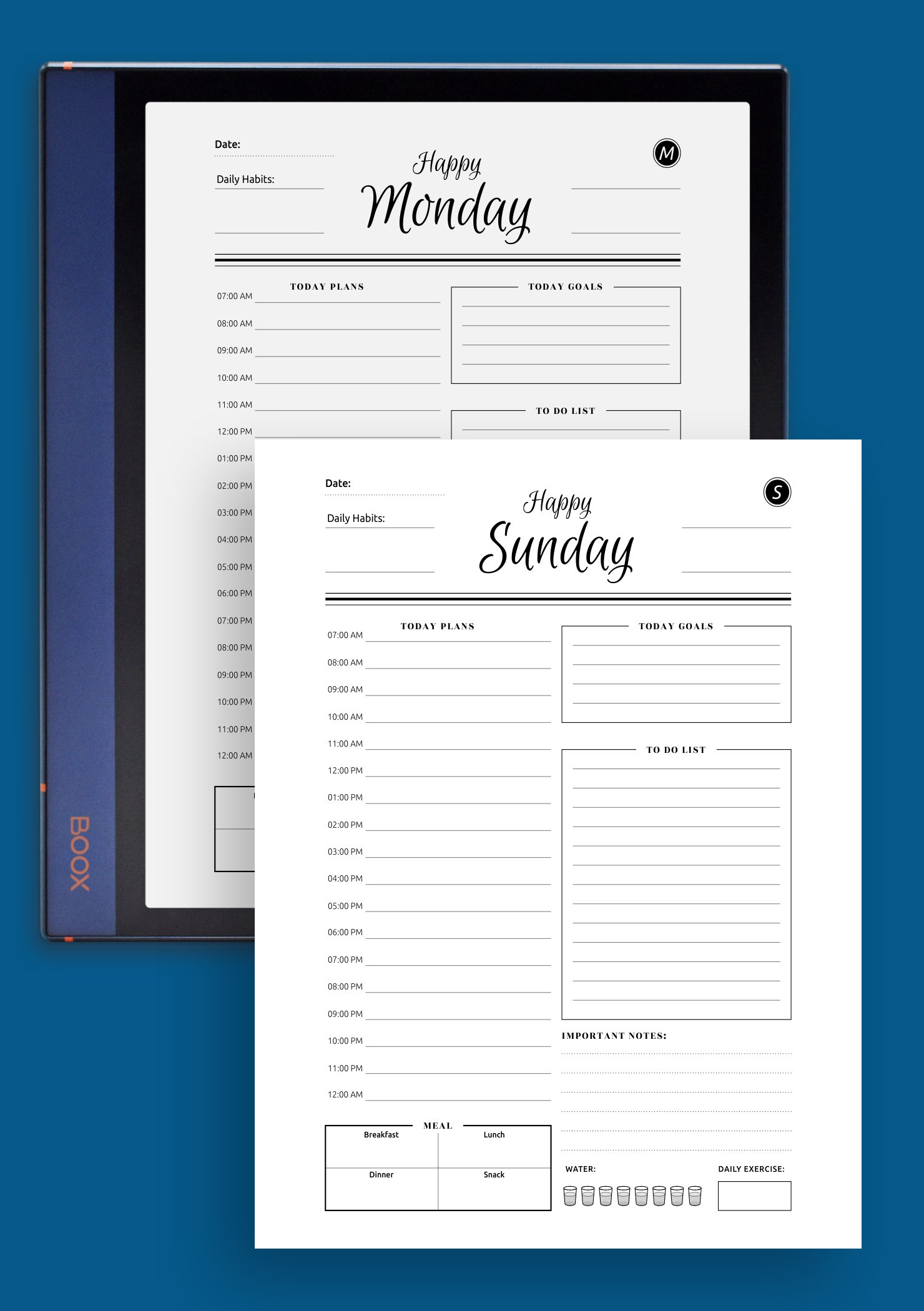 Download Printable 7 Happy Days planner template PDF