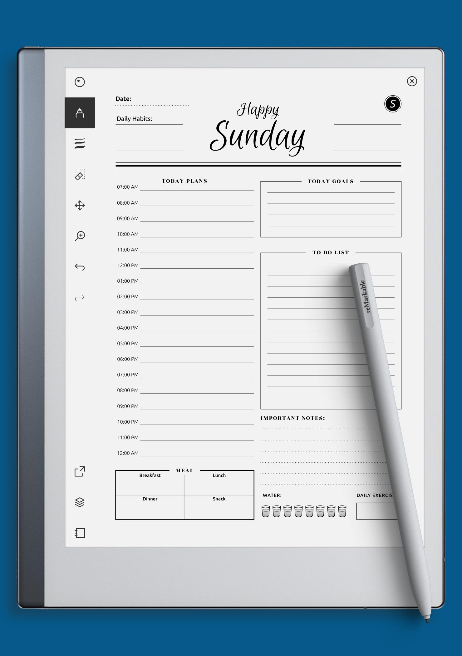 Download Printable 7 Happy Days planner template PDF