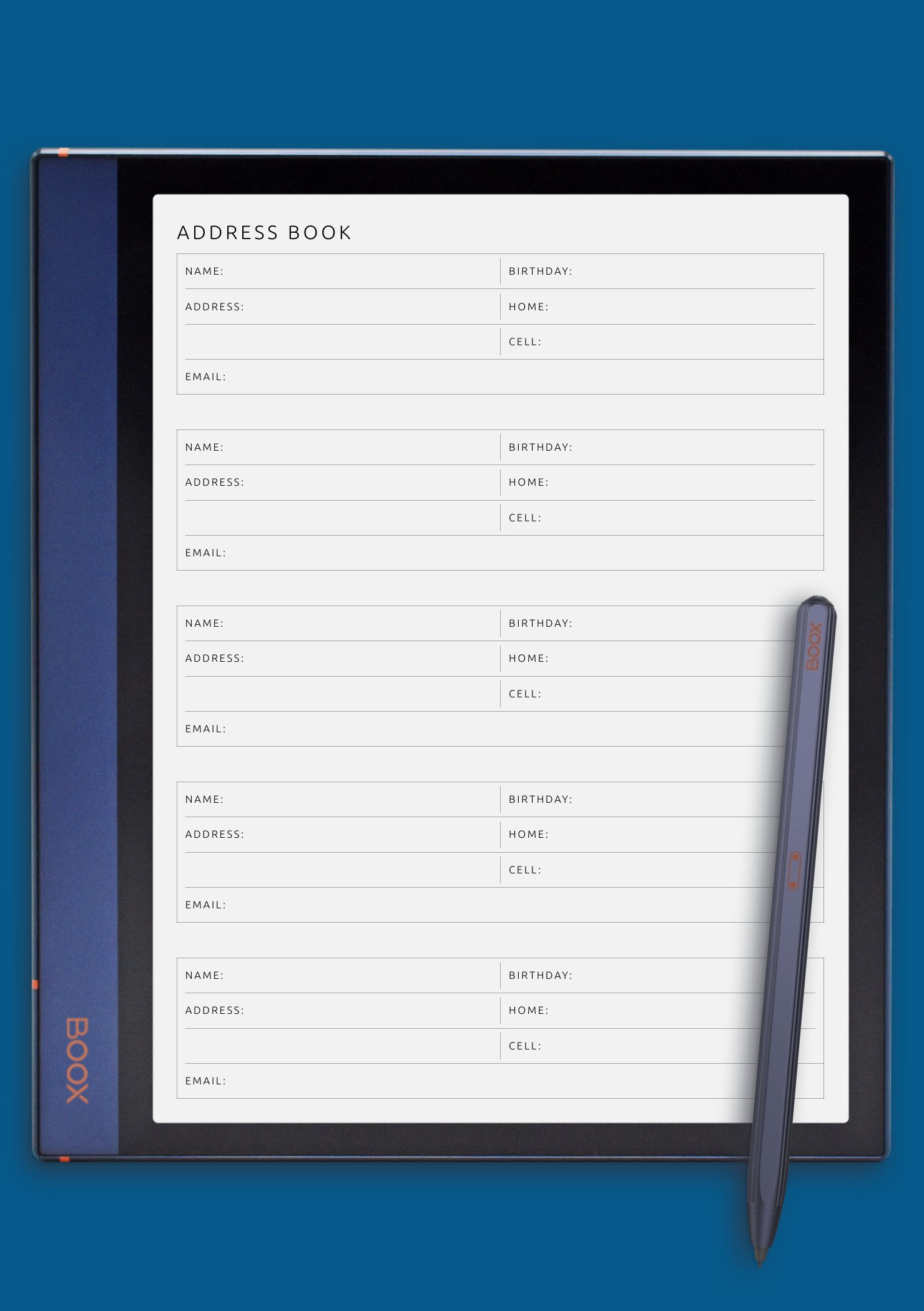 Download Printable Address Book Template PDF