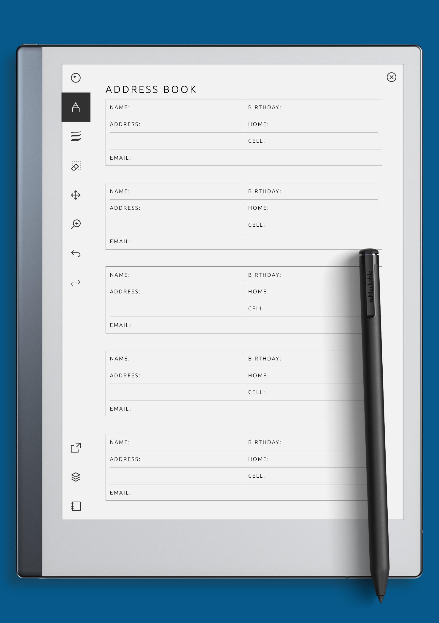 Download Printable Address Book Template PDF