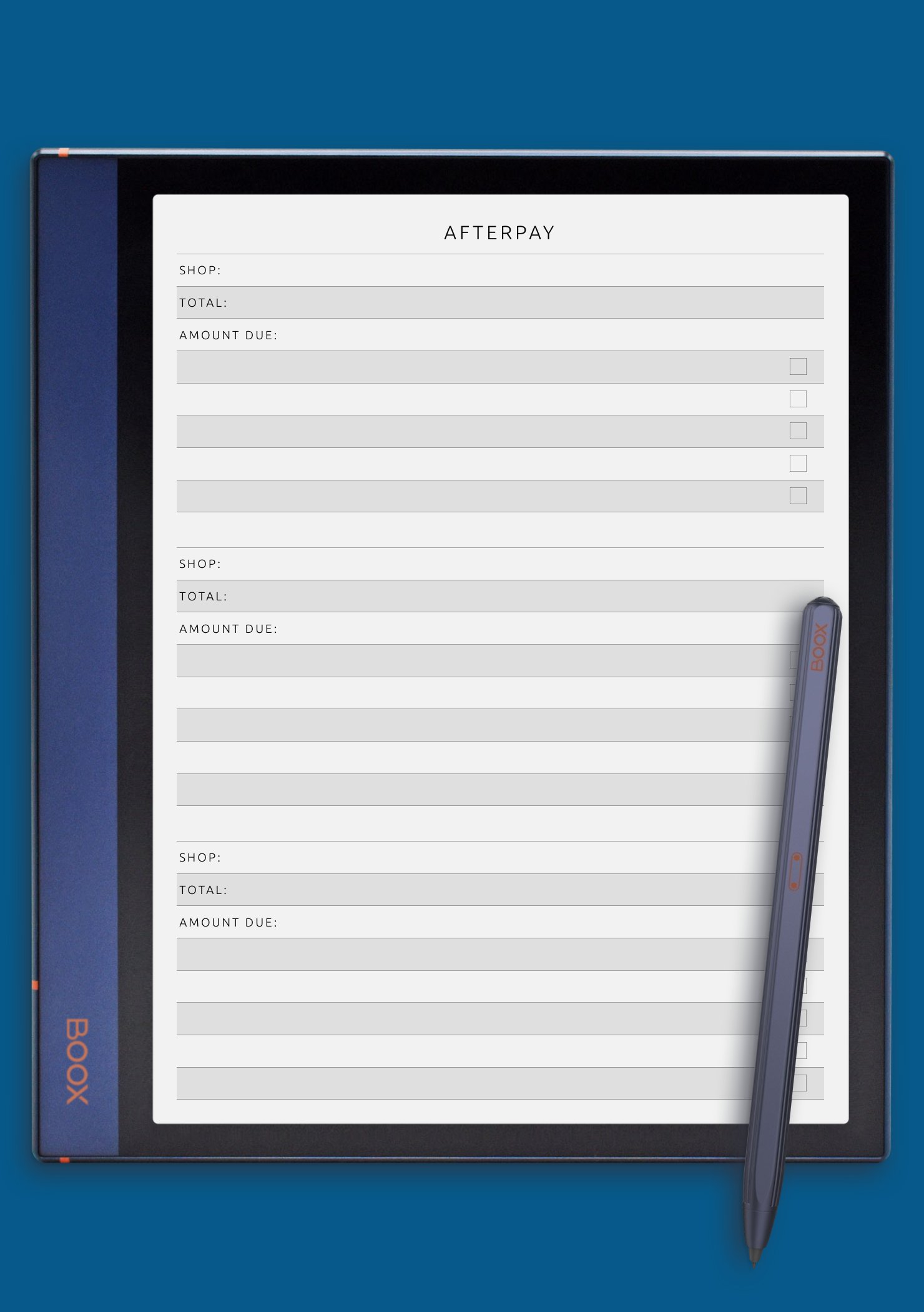 Download Printable Afterpay Template PDF