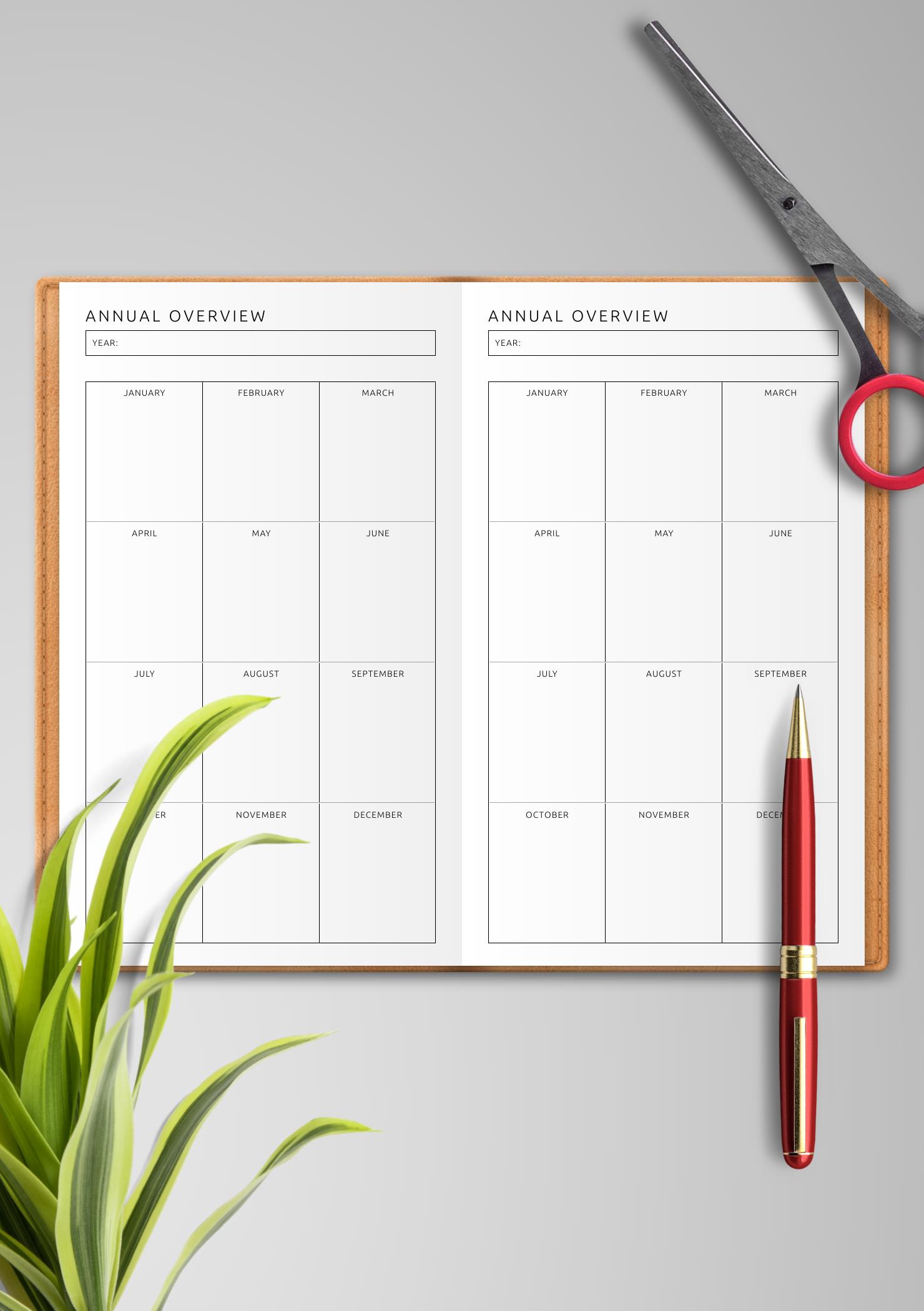 Download Printable Annual Overview Template PDF