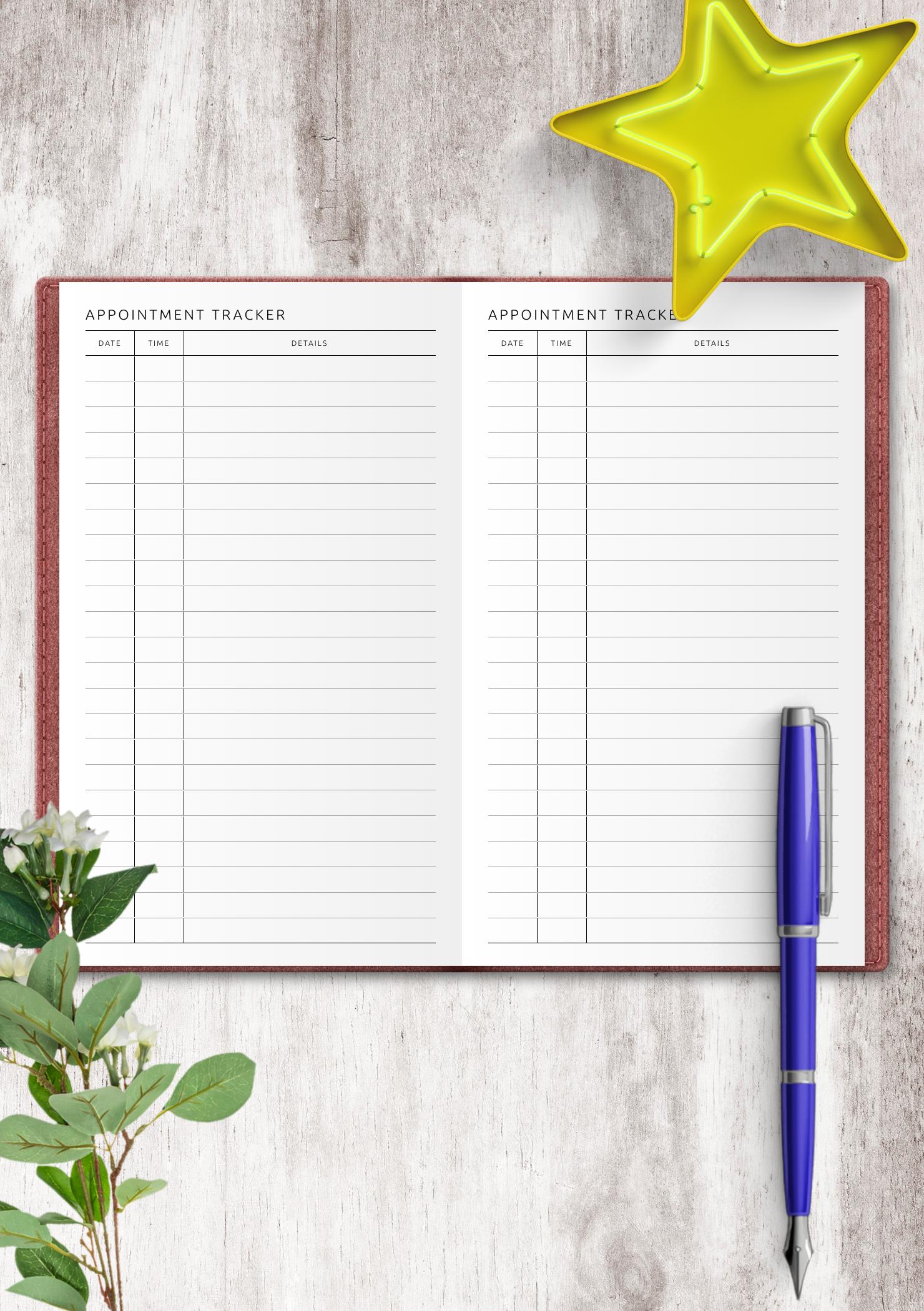 Download Printable Appointment Tracker Template PDF