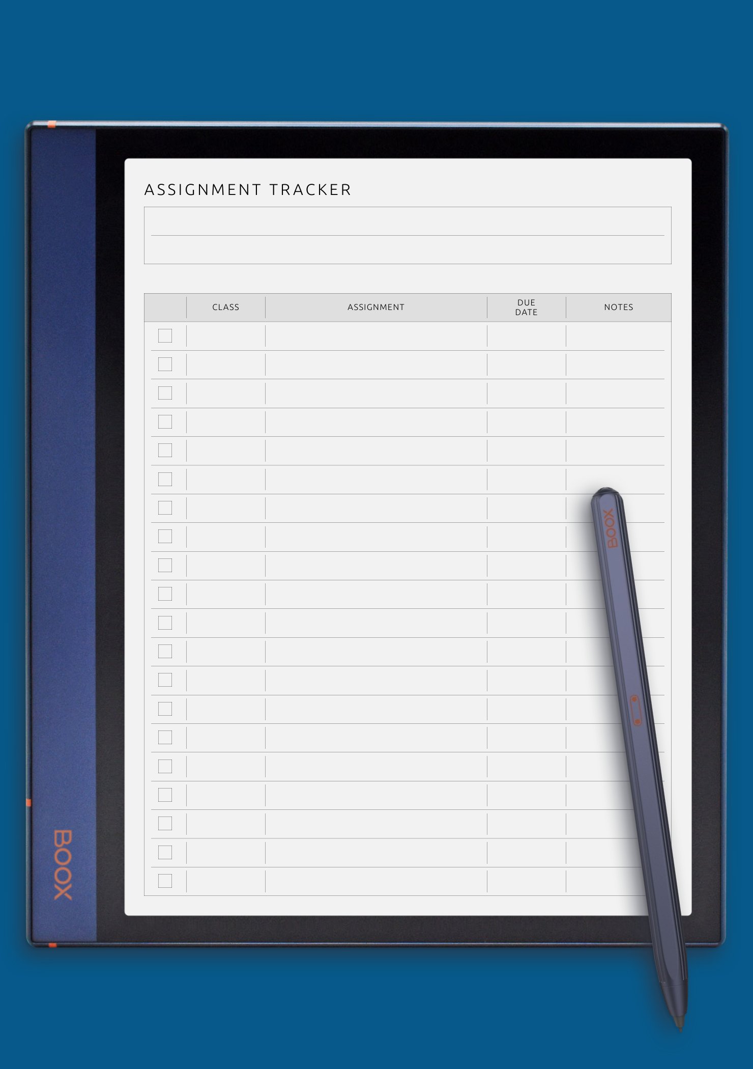 Download Printable Assignment Tracker Template PDF