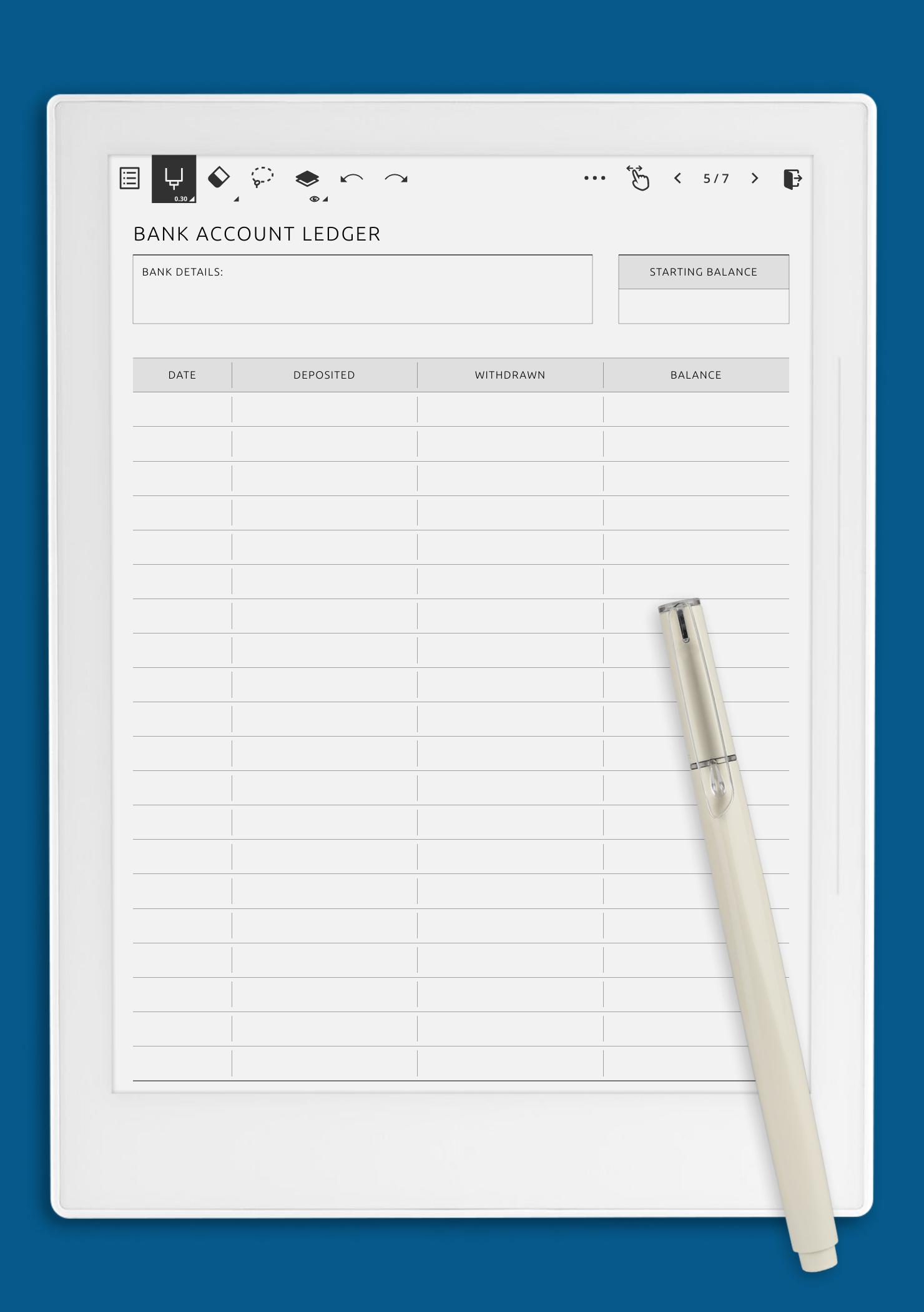 Bank Account Ledger – Digital & Printable PDF for Tracking