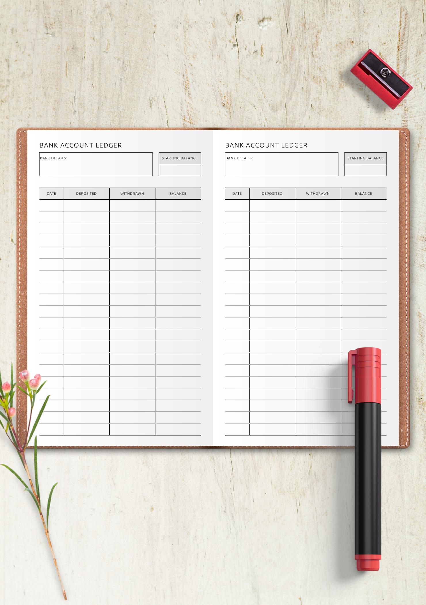 Bank Account Ledger – Digital & Printable PDF for Tracking