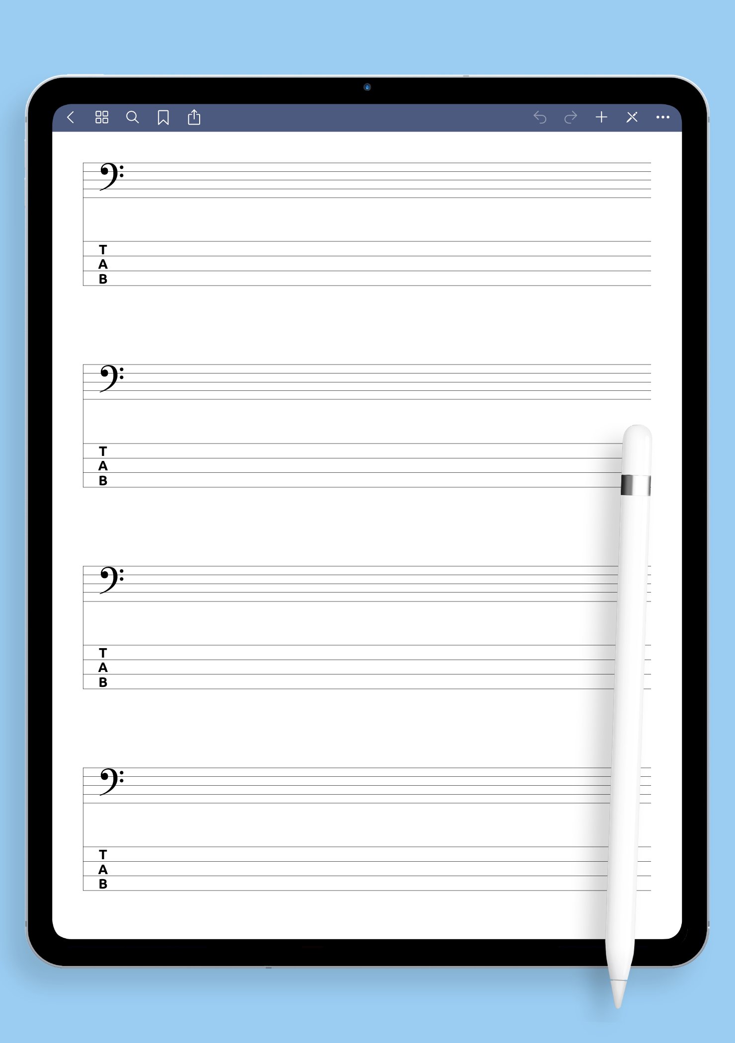 Download Bass Clef + 4-String Bass TAB – Printable Staff & Tab Sheet