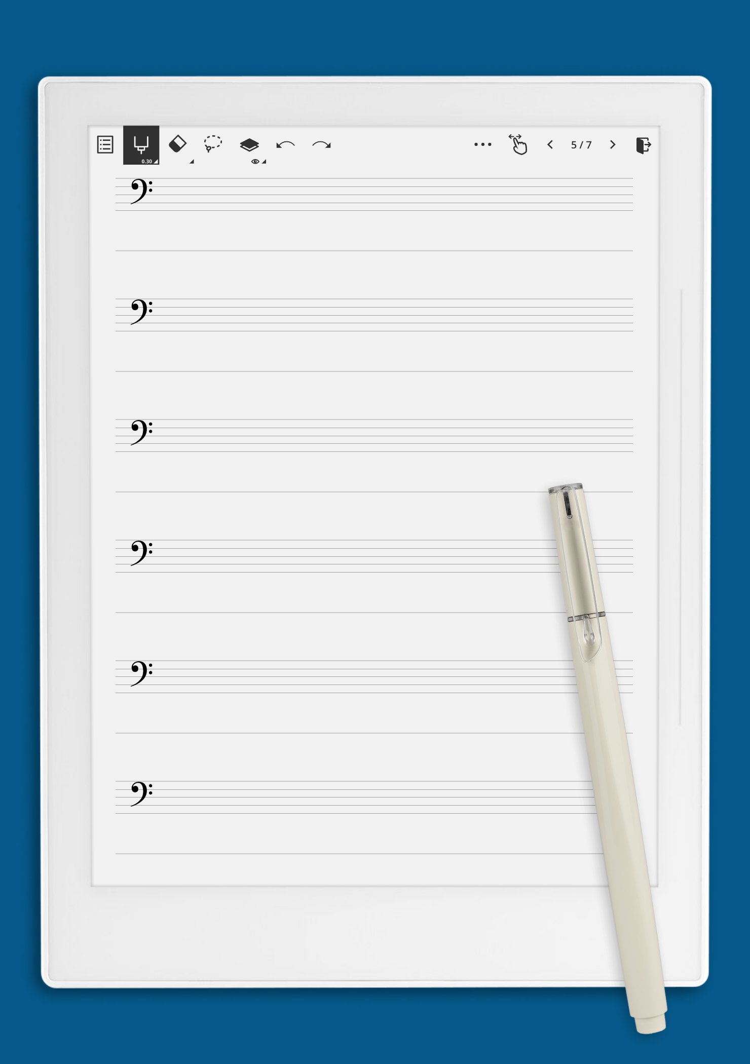 Bass Clef Staff Paper with Lyrics Line – Printable Music Sheet PDF