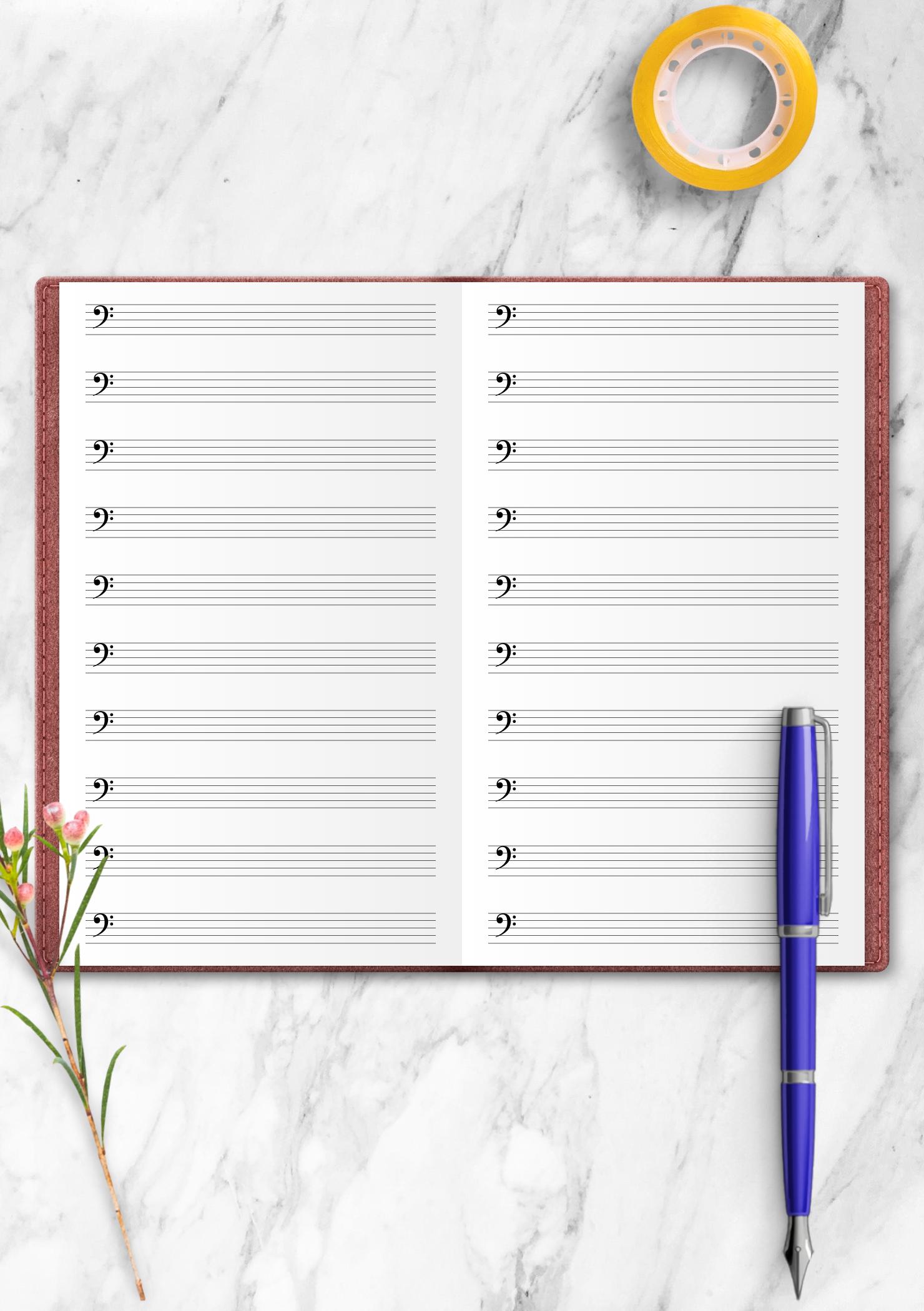 Download Bass Clef Staff Paper – Printable Blank Music Sheet Template