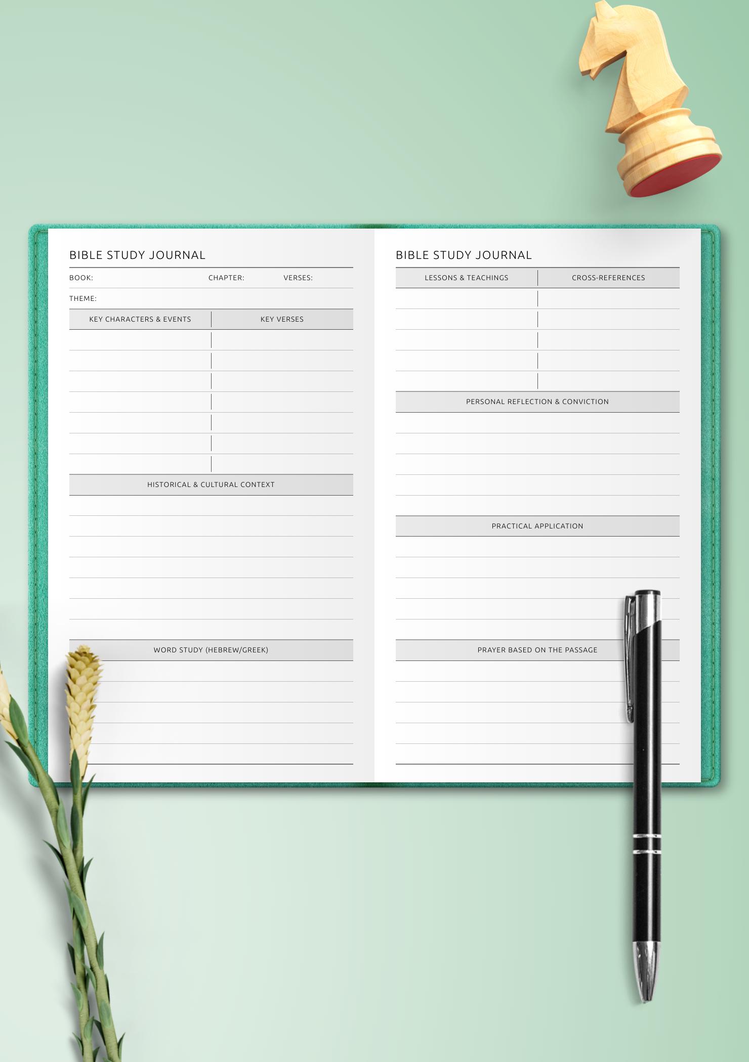 Download Printable Bible Study Journal Template PDF for Your Bible Study