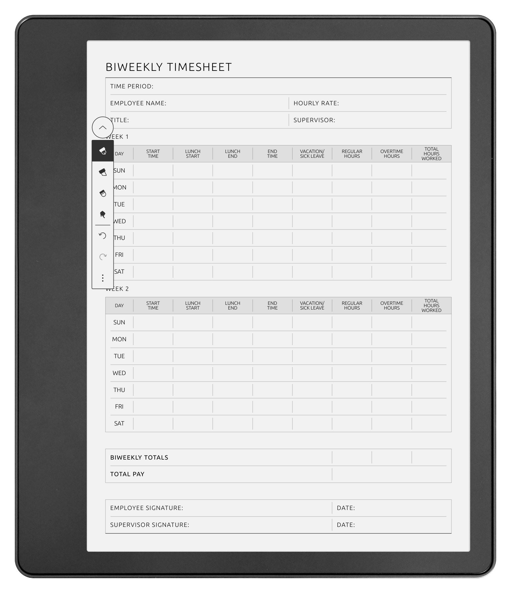 Biweekly Timesheet Template – Digital & Printable PDF Format