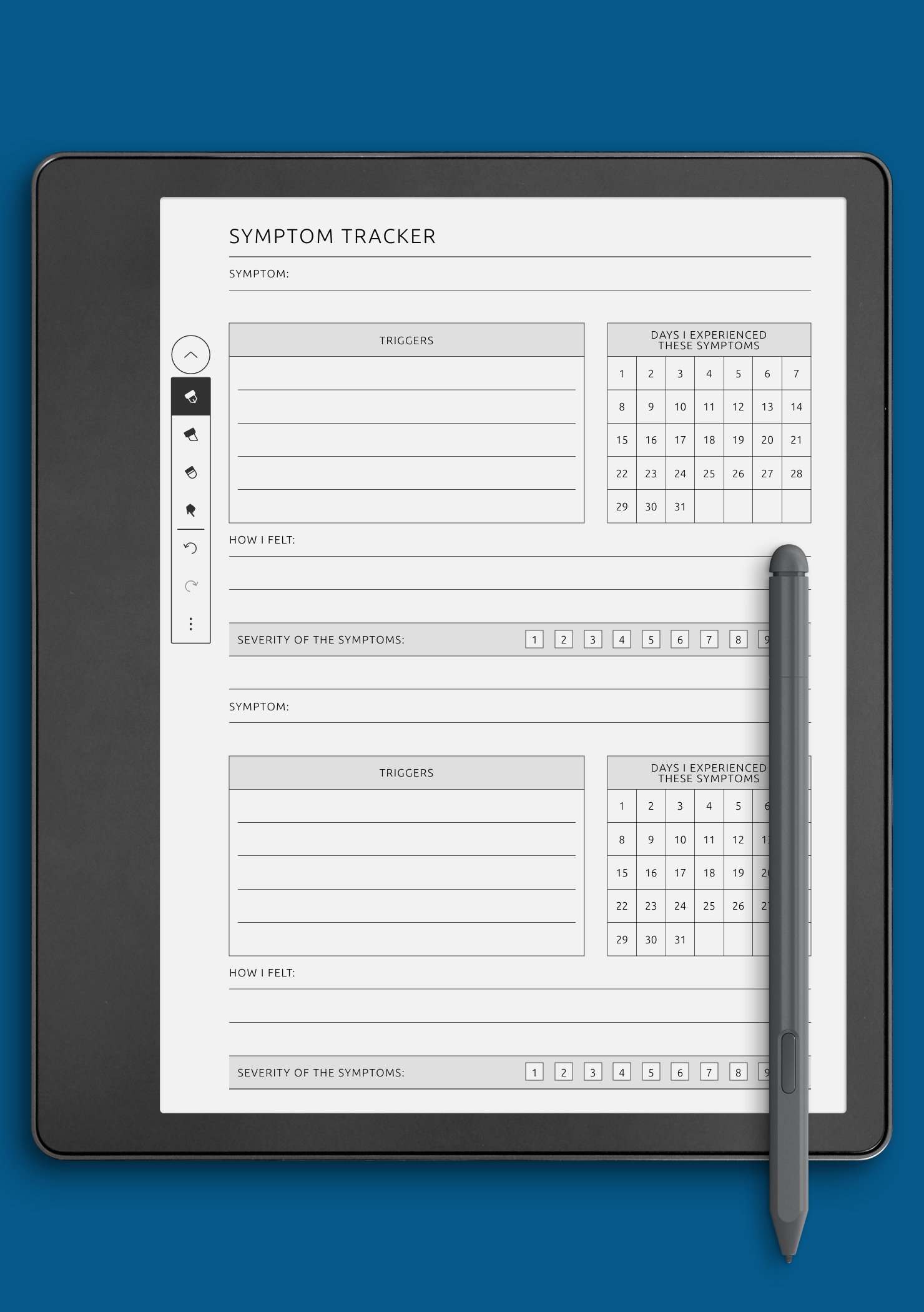 Download Printable Blank Symptom Tracker Template PDF