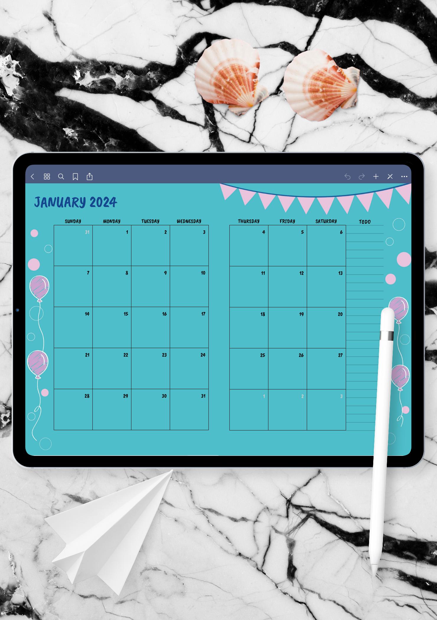 Download Printable Blue Monthly Birthday Calendar PDF